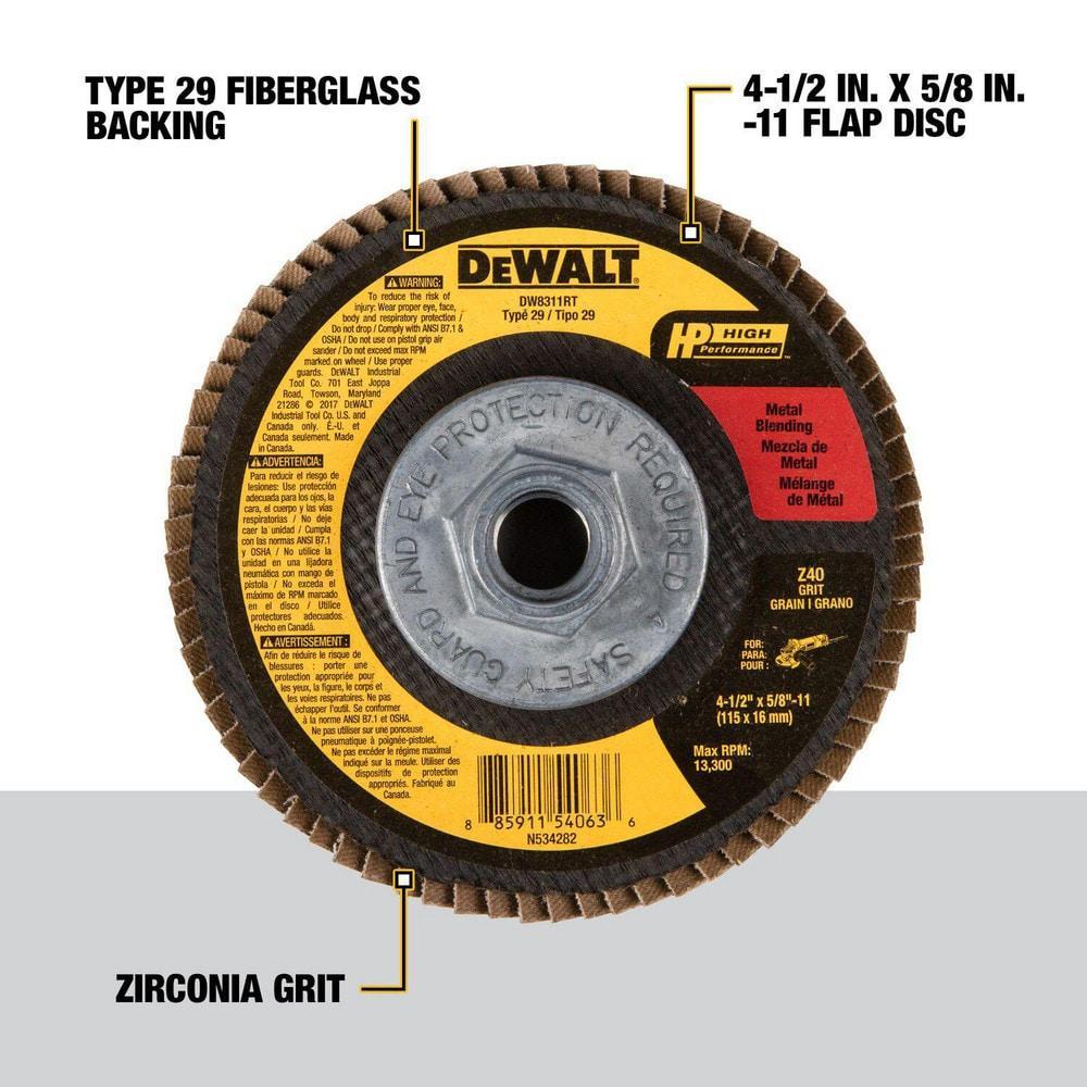DEWALT 4-1/2 X 5/8-11 40G T29 Hp Flap : DW8311RT : N/A : N/A : DW8311RT ...