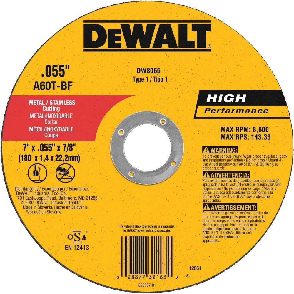 DEWALT 7 X .045 X 7/8 Hp T1 Cutting : DW8065L | LH Industrial Supplies